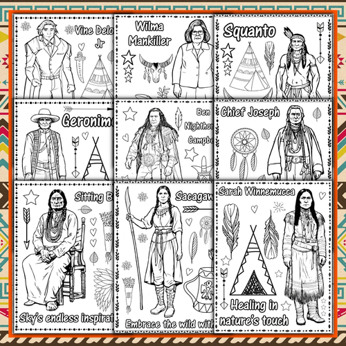 Native American heritage month coloring pages | 12 Leaders coloring ...