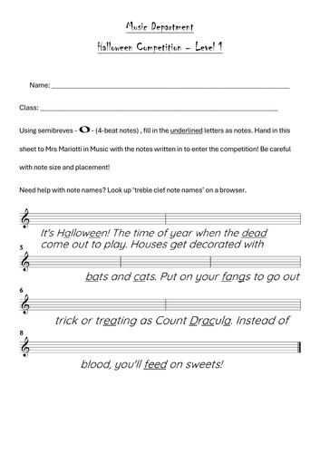 Halloween Music Competition | Teaching Resources
