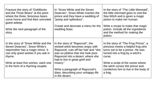 KS2, KS3, Fairy Tales Cover Homework | Teaching Resources