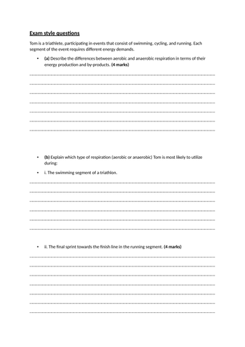 Aerobic and anaerobic exam style questions IGCSE PE Physical Education ...