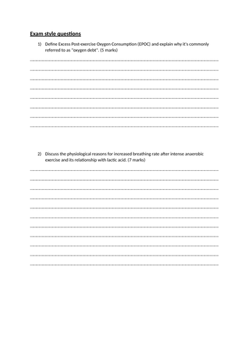 Recovery exam style questions IGCSE PE Physical Education | Teaching ...