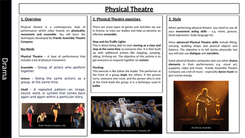 Physical Theatre Knowledge Organiser | Teaching Resources