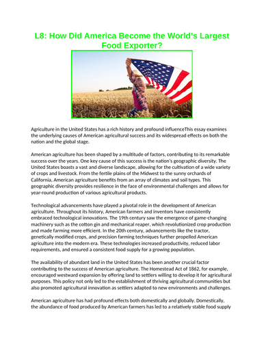 America USA Farming Agriculture | Teaching Resources