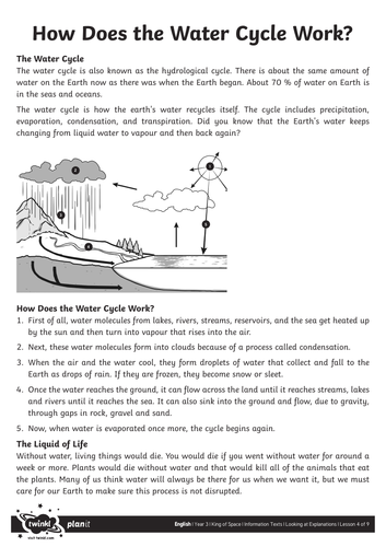 Explanation Text Planning - Year 4 The Water Cycle | Teaching Resources
