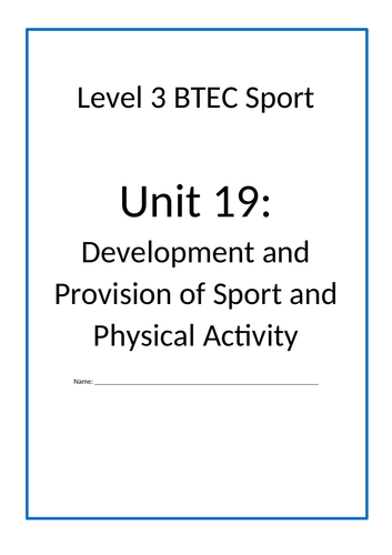 Full Unit 19: Development and Provision of Sport and Physical Activity ...