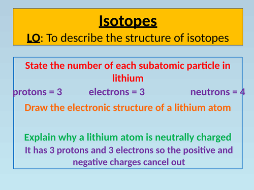 GCSE AQA Chemistry C1 Isotopes PowerPoint | Teaching Resources