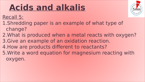KS3 - Acids and alkalis lesson | Teaching Resources