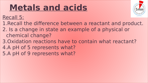 KS3 - Metal and acids lesson | Teaching Resources
