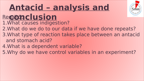 KS3 - Antacid investigation analysis and conclusion lesson | Teaching ...