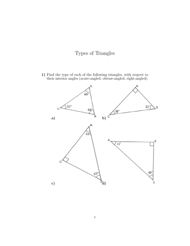 Types of Triangles Worksheet (with solutions) | Teaching Resources