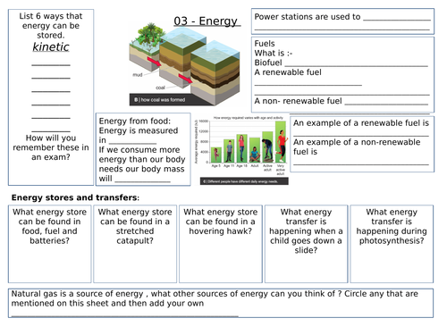 Energy Revision Mat | Teaching Resources