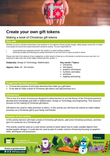 Graphic project to create Christmas gift tokens | Teaching Resources