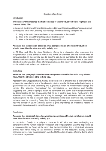 Essay Writing-Of Mice and Men | Teaching Resources