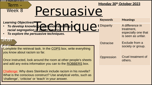 Persuasive Techniques-Of Mice and Men and Martin Luther King | Teaching ...