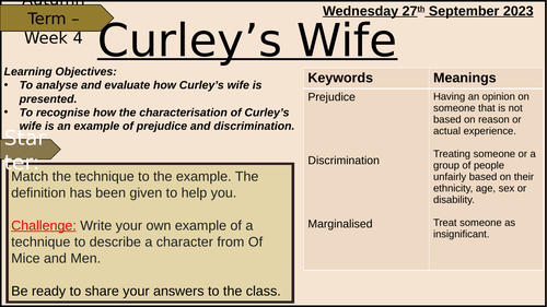 Curley's Wife-Of Mice and Men | Teaching Resources