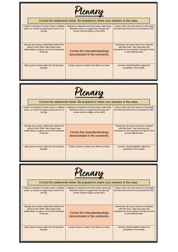Tracking Themes-Of Mice and Men | Teaching Resources
