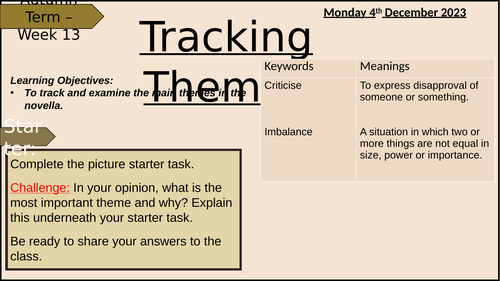 Tracking Themes-Of Mice and Men | Teaching Resources