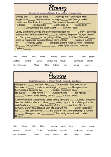 Chapter 3-Of Mice and Men | Teaching Resources