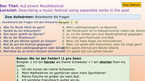 German - Stimmt! 3 Rot Kapitel 2: Musik - Powerpoints & Resources ...