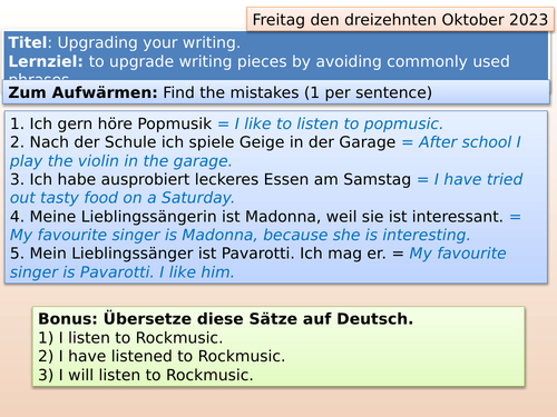 German - Stimmt! 3 Rot Kapitel 2: Musik - Powerpoints & Resources ...