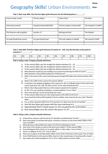 GCSE KS4 Geography Urban environments / cities map skills lesson. Fits ...