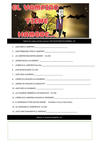 Spanish Halloween, KS1, KS2 el vampiro tiene hambre | Teaching Resources