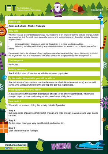 Rocket Rudolph with acids and alkalis | Teaching Resources