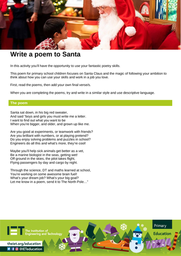 Write a poem to Santa | Teaching Resources