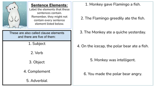 Sentence Elements Worksheet | Teaching Resources