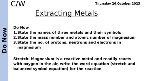 Metal extraction | Teaching Resources