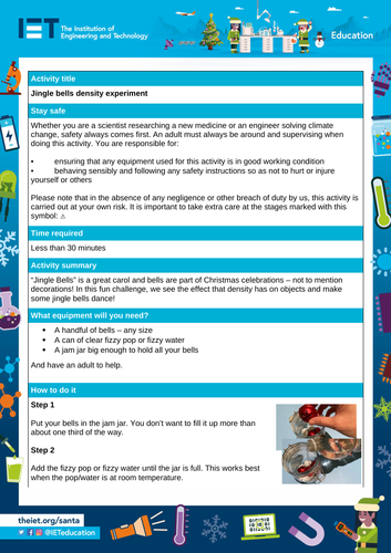 Jingle bells density science experiment | Teaching Resources