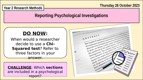 A-Level Psychology - REPORTING PSYCHOLOGICAL INVESTIGATIONS [Year 2 ...