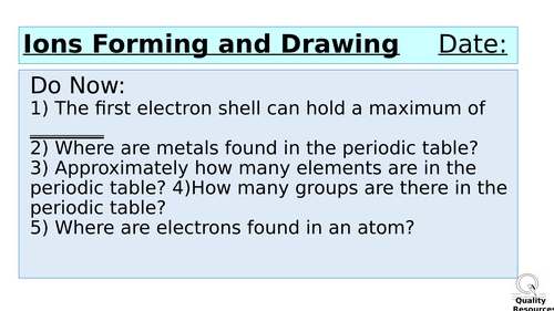 GCSE Drawing and Forming Ions Complete Lesson | Teaching Resources