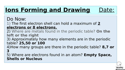 SEN/Low Ability Forming and Drawing Ions Complete Lesson | Teaching ...