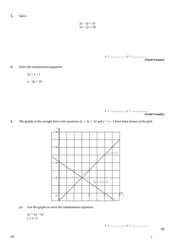GCSE Solving Linear, Quadratic and Simultaneous Equations | Teaching ...