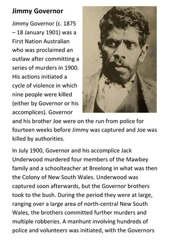 Jimmy Governor Handout | Teaching Resources