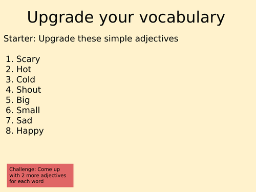 Upgrade your Vocabulary - AQA Language Paper 2 - Writing to Describe ...