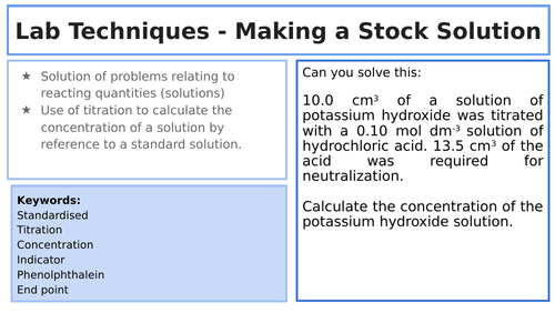 Preparing a Stock Solution | Teaching Resources