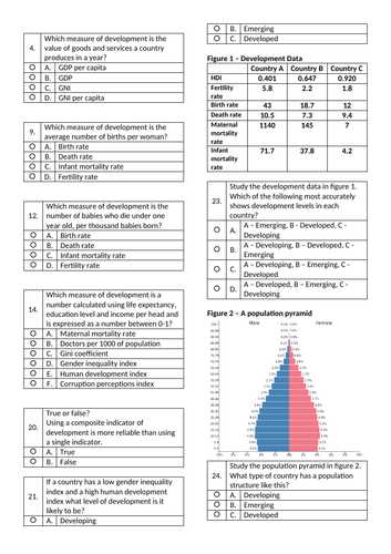 Edexcel B GCSE Geography Development Dynamics Resource Bundle - Lessons ...