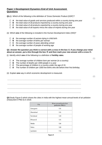 Edexcel B GCSE Geography Development Dynamics Resource Bundle - Lessons ...
