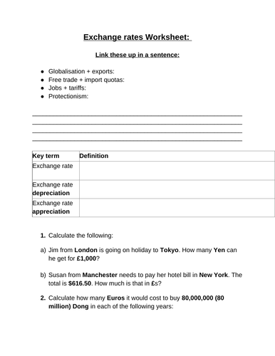 Exchange Rates - Economics GCSE (AQA) - International Trade and Global ...