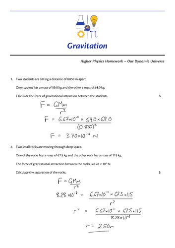 Gravitation - Homework | Teaching Resources