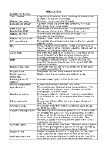 iGCSE Geography Theme 1: Population & Settlement (CIE) | Teaching Resources