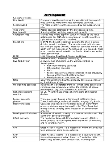 iGCSE Geography Theme 3: Economic Development (CIE) | Teaching Resources