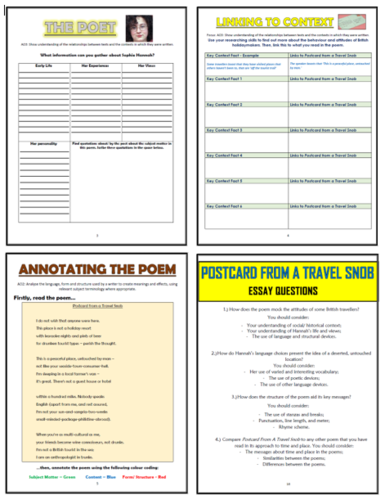 Postcard From A Travel Snob - Comprehension Activities Booklet ...