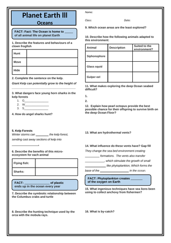 Planet Earth 3 - Oceans | Teaching Resources