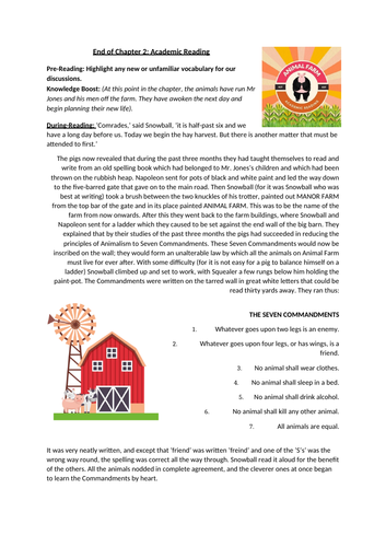 Animal Farm - Academic Reading | Teaching Resources