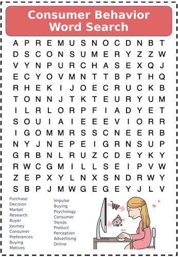 Consumer Behavior - Word Search | Teaching Resources