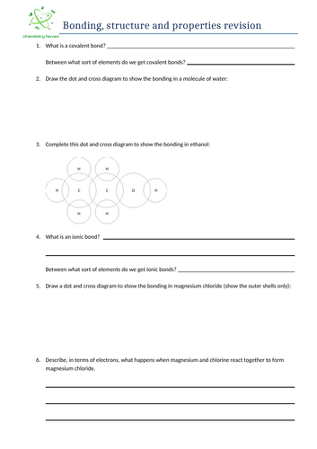 GCSE Chemistry Bonding Revision Bundle - revision sheets and question ...