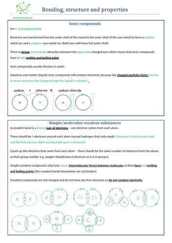 GCSE Chemistry Bonding Revision Bundle - revision sheets and question ...